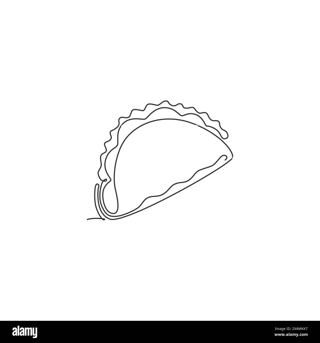 One single line drawing of fresh Mexican taco logo vector graphic ...