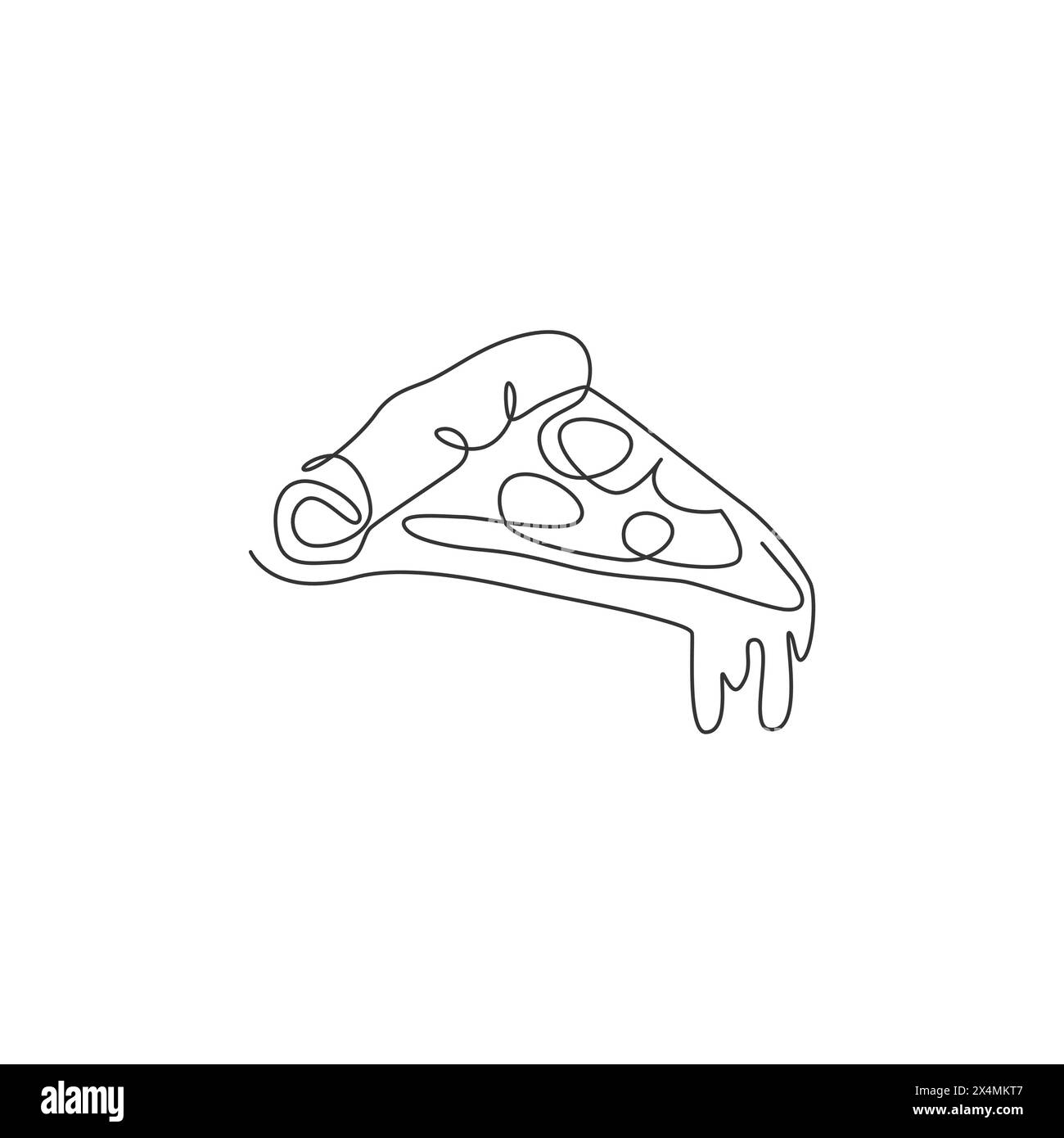 One single line drawing fresh Italian pizza logo vector graphic ...