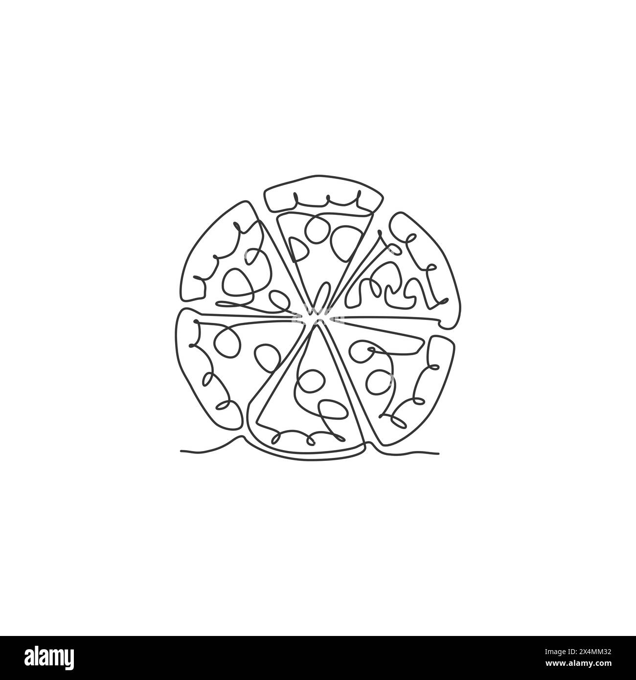 One continuous line drawing of fresh delicious Italy pizza restaurant ...