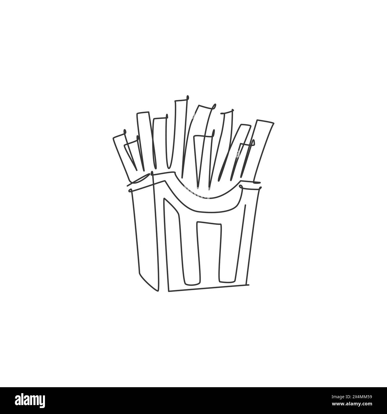 One continuous line drawing of fresh delicious American french fries ...