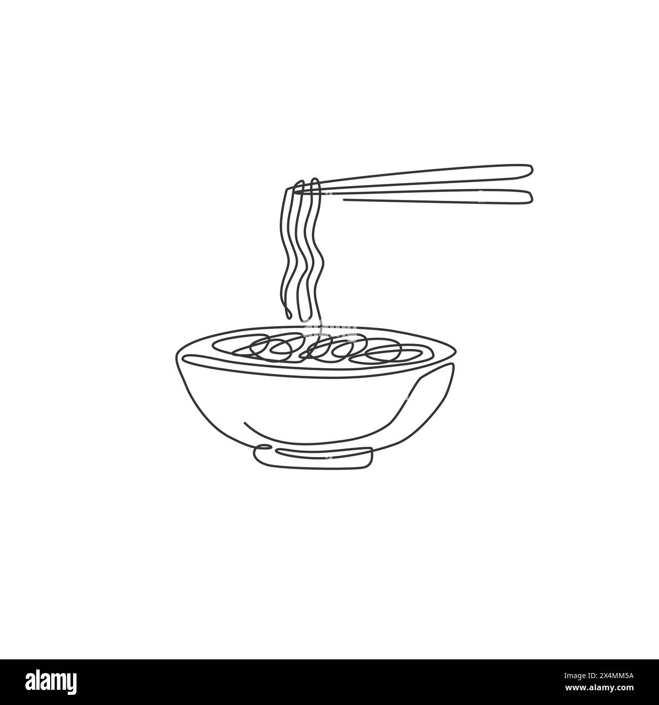 Single continuous line drawing of stylized spicy noodles store logo ...