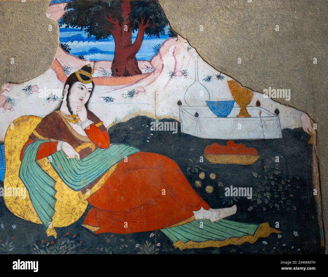 Chehel Sotoun Palace, Iran - March 5, 2024: Detailed mural depicting ...