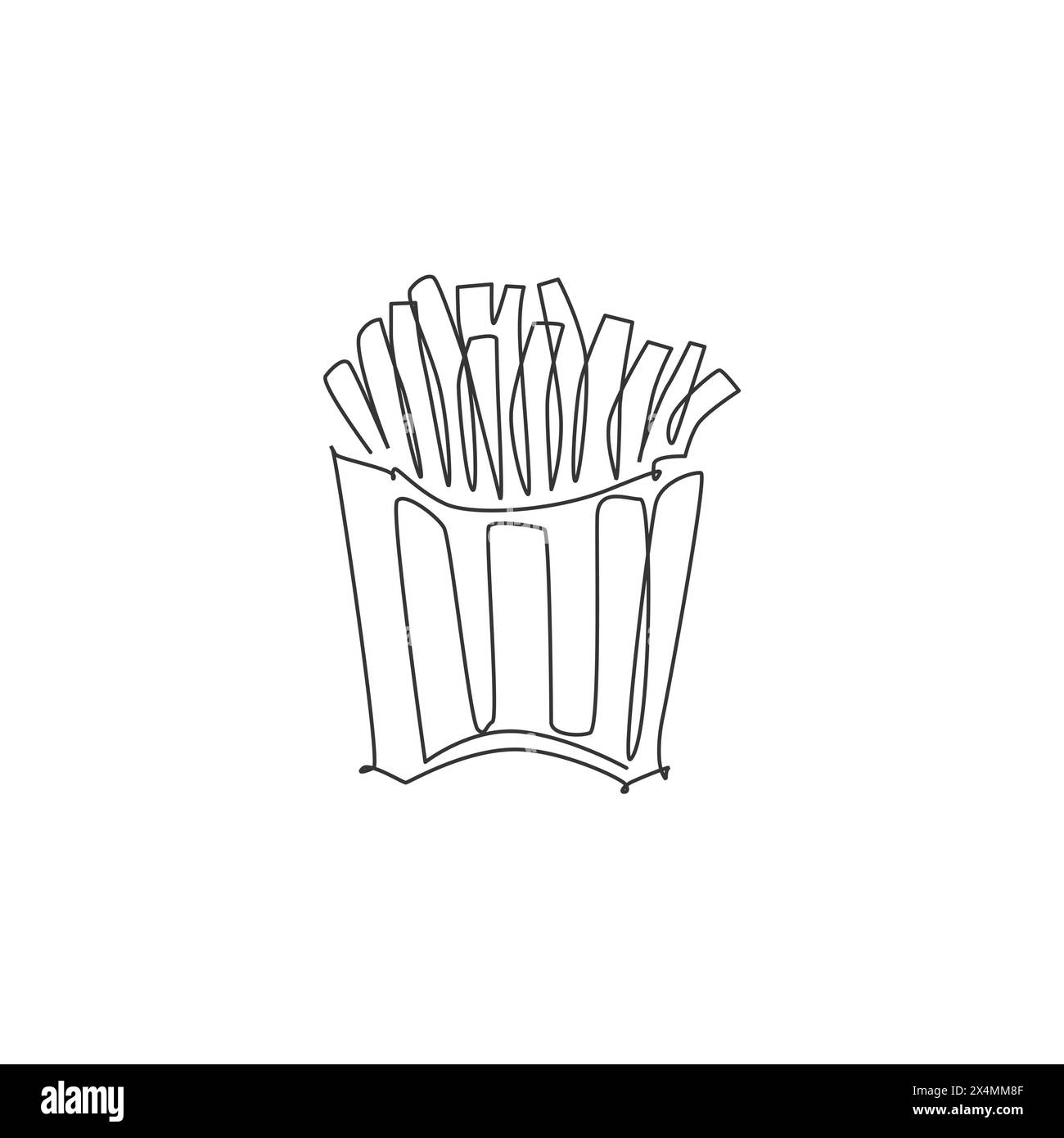 Single continuous line drawing of stylized french fries store logo ...