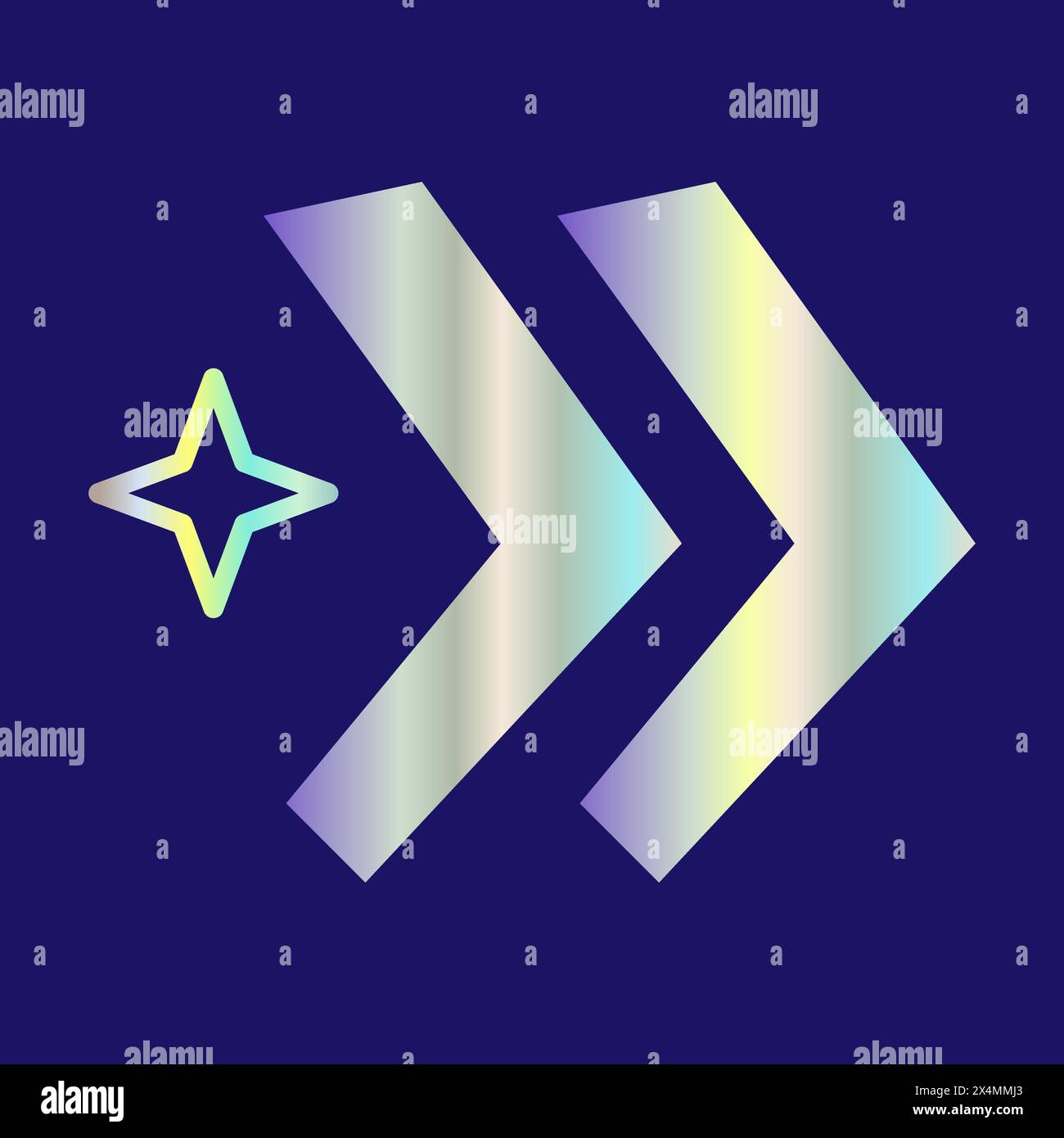 Y2k gradient element, 2000s sticker arrow with hologram, vector ...