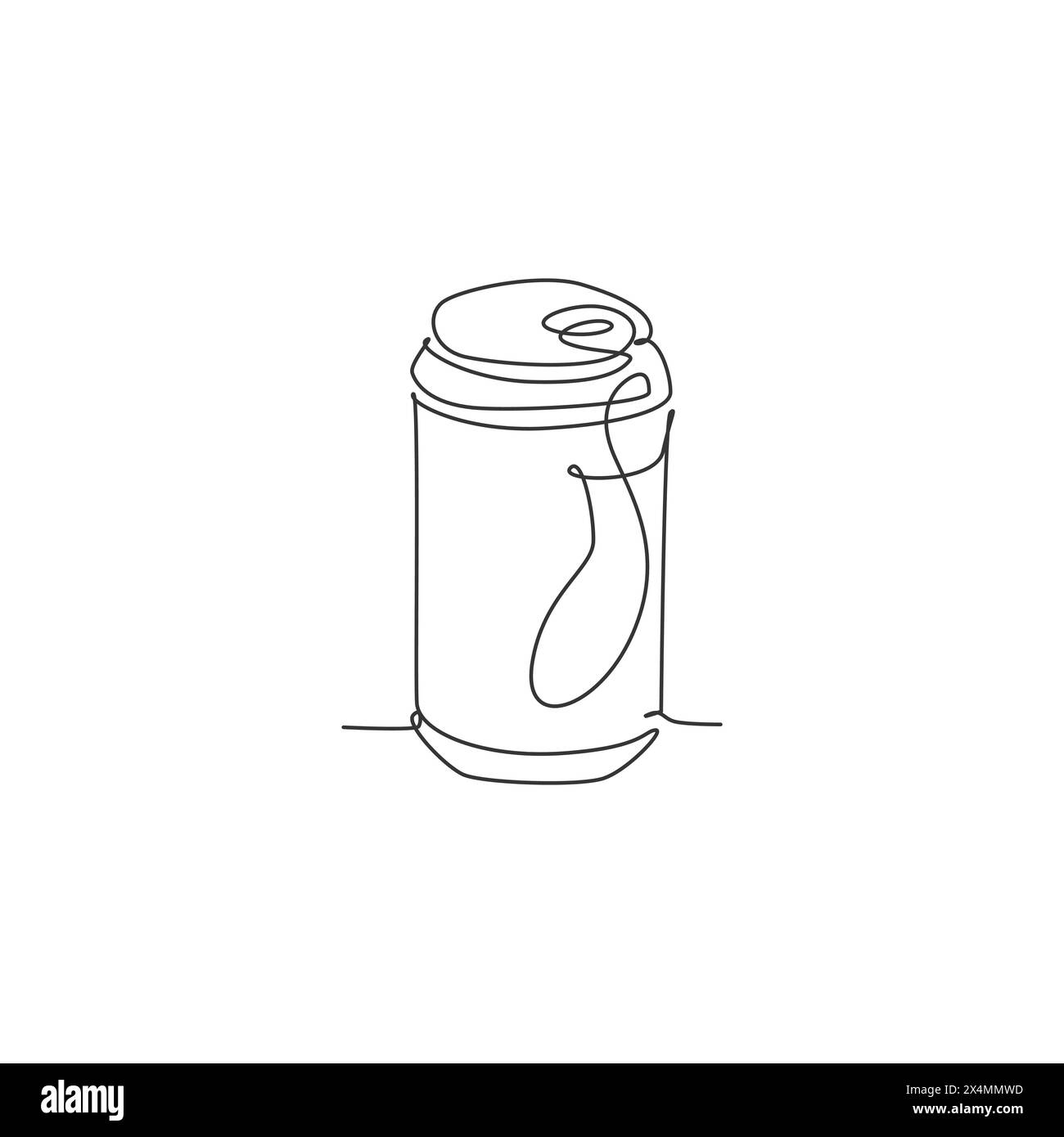 Single continuous line drawing of stylized soft drink on aluminium can ...