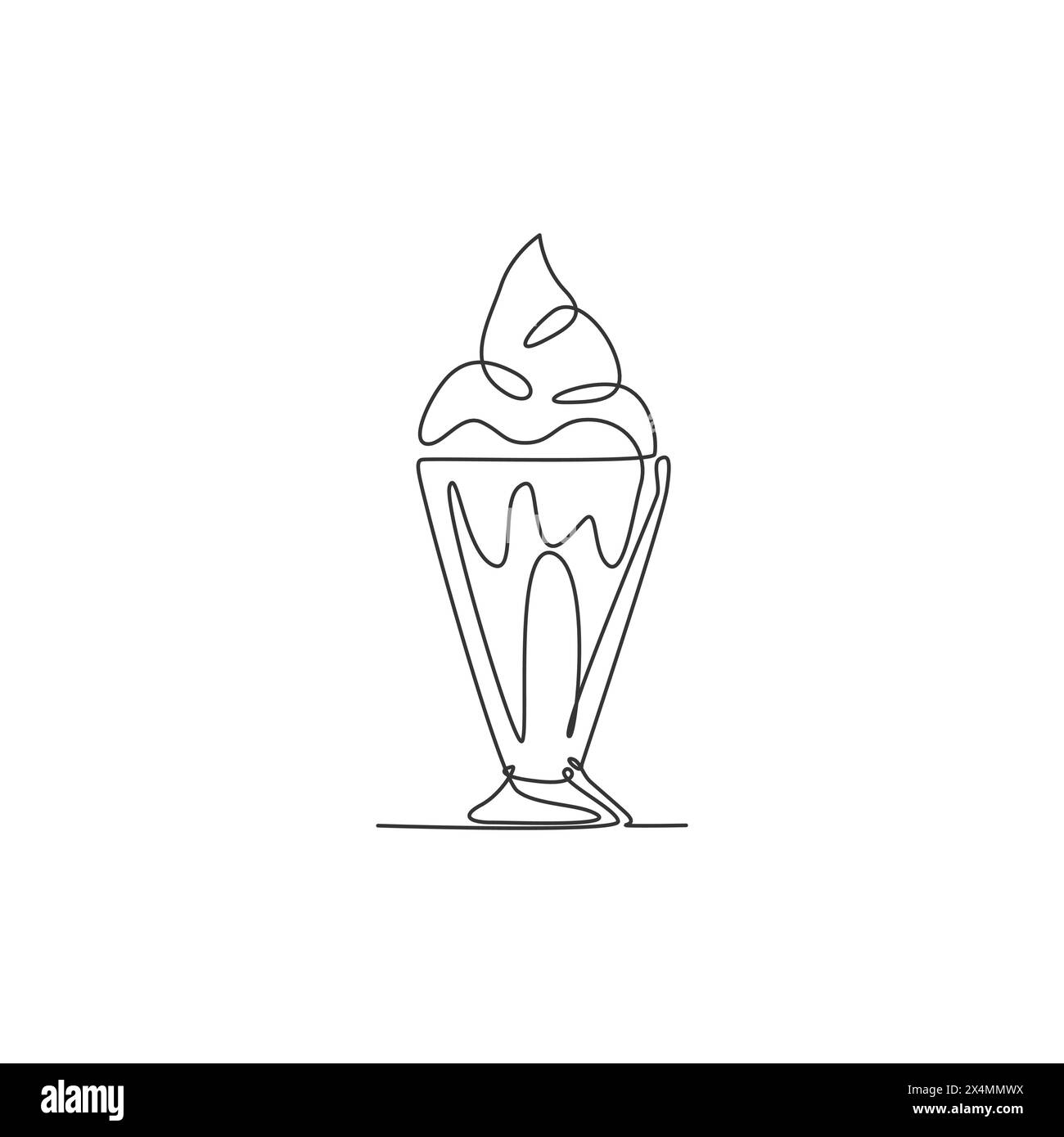 One continuous line drawing of fresh delicious sweet milkshake ...