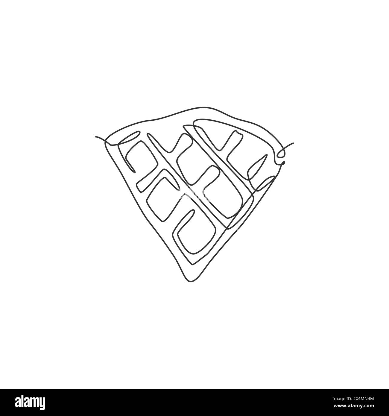 Single continuous line drawing of stylized waffles store logo label ...