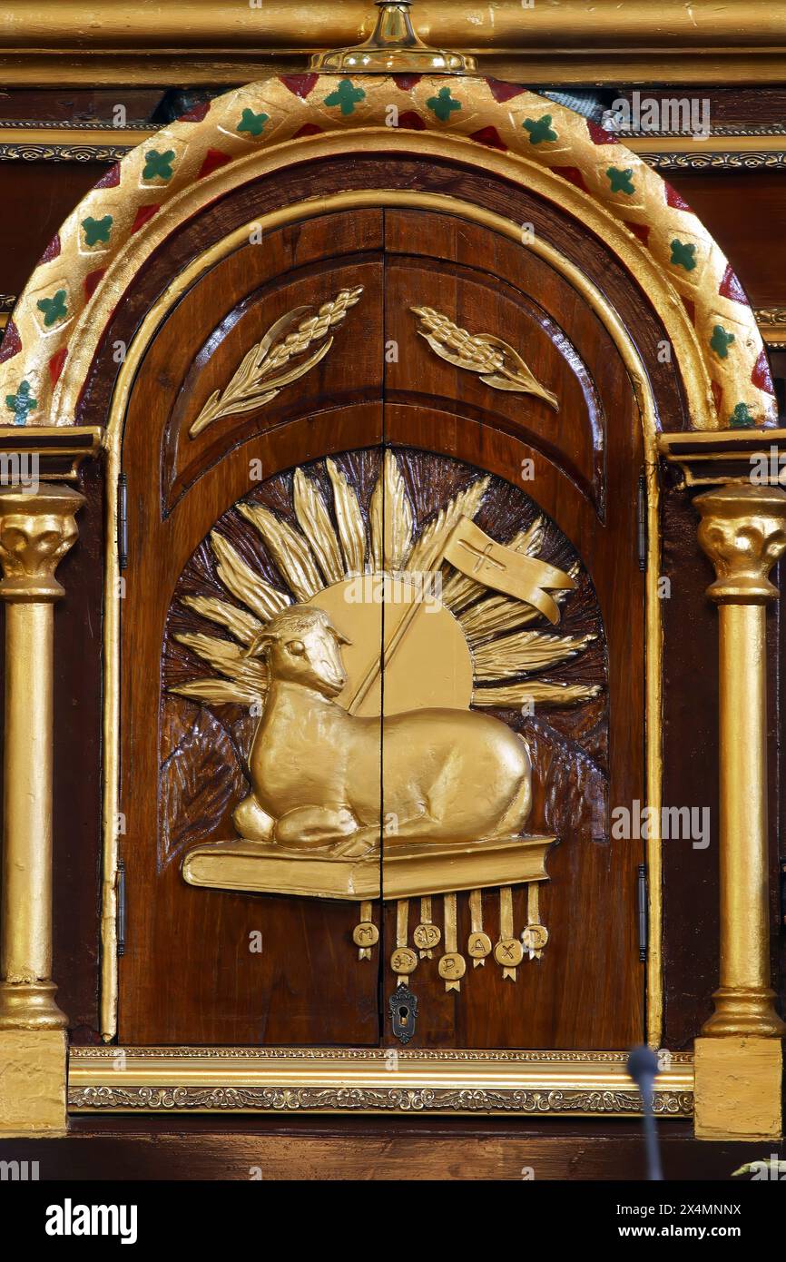 Lamb of God, tabernacle on the main altar in the Church of Our Lady of ...