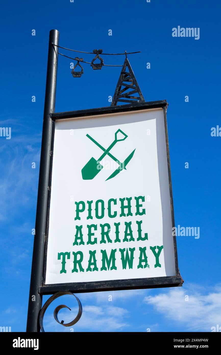 Aerial Tramway sign, Pioche, Nevada Stock Photo - Alamy