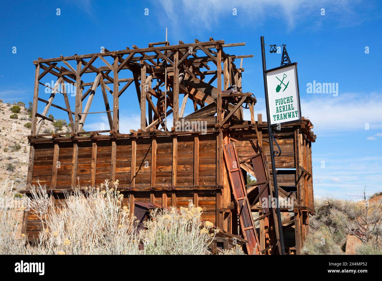 Aerial Tramway ruins, Pioche, Nevada Stock Photo - Alamy