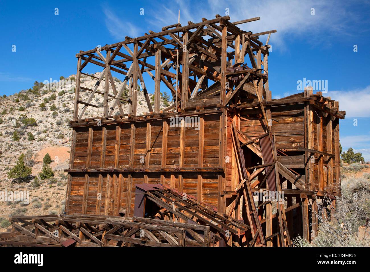Aerial Tramway ruins, Pioche, Nevada Stock Photo - Alamy