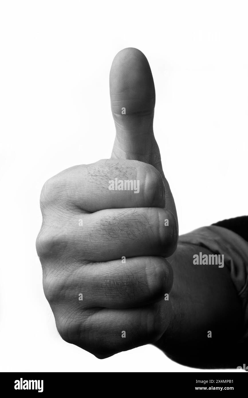 Happy hand up isolated Black and White Stock Photos & Images - Alamy