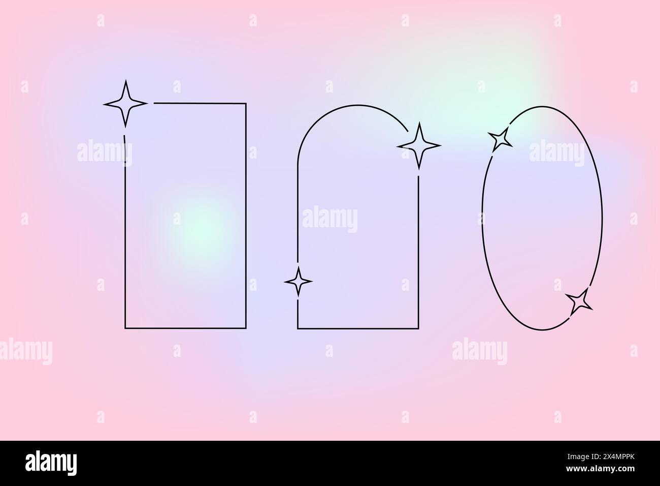 y2k retro elements set, 90s or 2000s elements of arch and stars, shapes ...