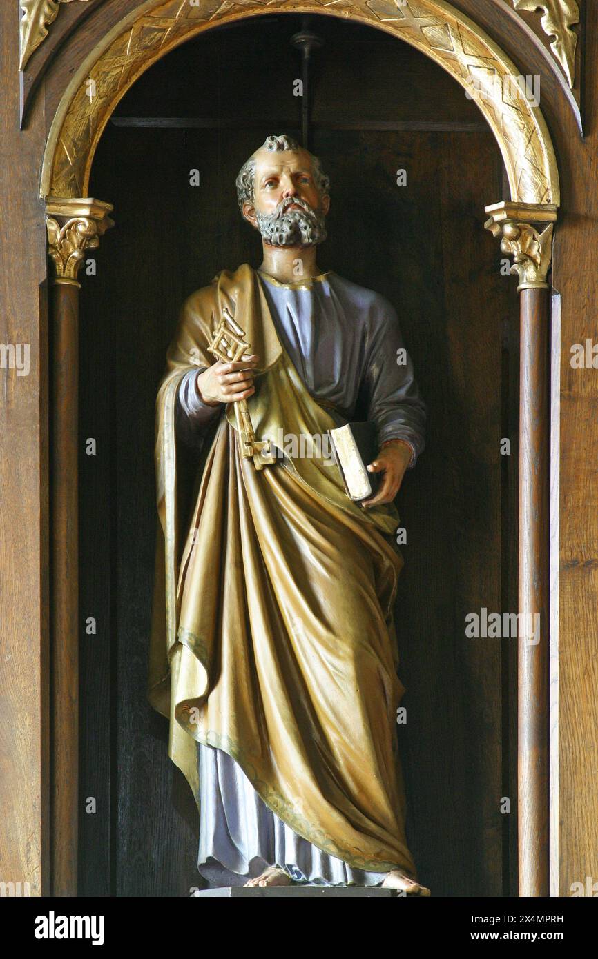 Saint Peter, statue on the main altar in the parish church of the ...