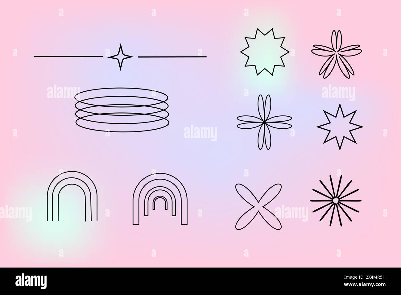 y2k retro elements set, 90s or 2000s elements of stars and shapes in ...