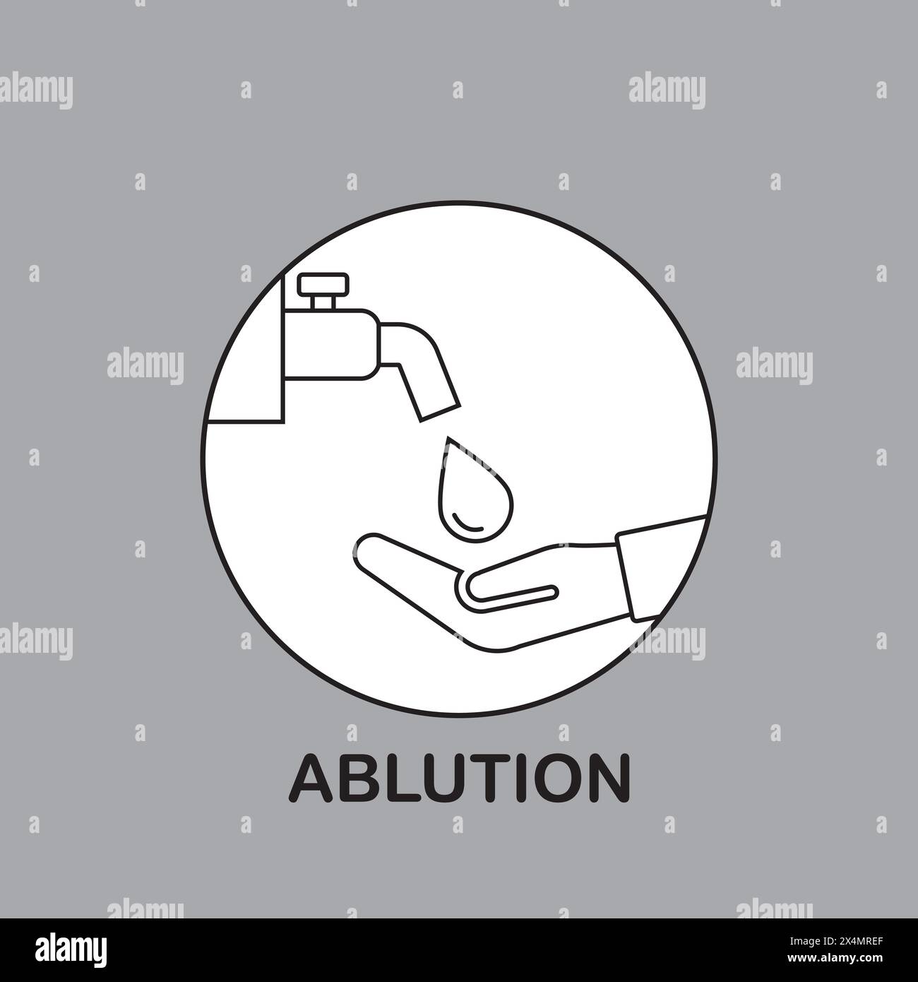 icon of ablution or cleansing before worship in the Islamic religion ...
