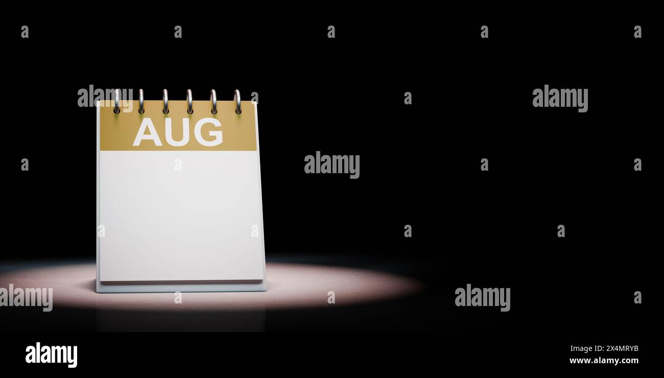 August Calendar Spotlighted on Black Background, Blank Day Stock Photo ...
