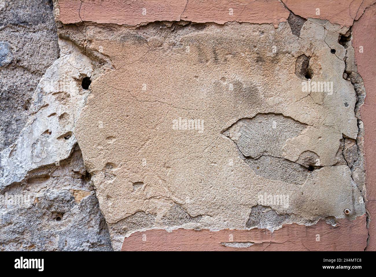 Old brick and plaster wall texture background. Painted distressed wall ...