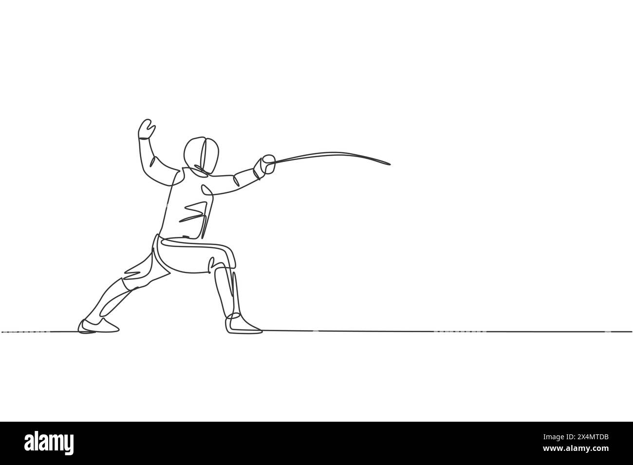 Single continuous line drawing of young professional fencer athlete ...