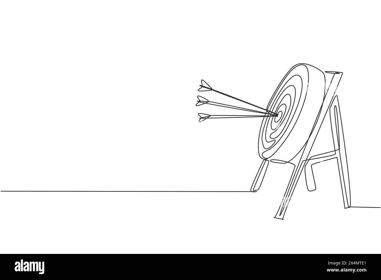 One continuous line drawing of arrows was shot bullseye to archery ...
