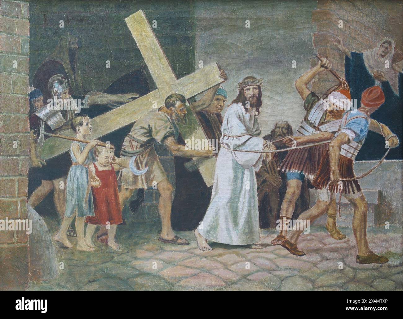 5th Stations of the Cross, Simon of Cyrene carries the cross, Church of the Sacred Heart of ...