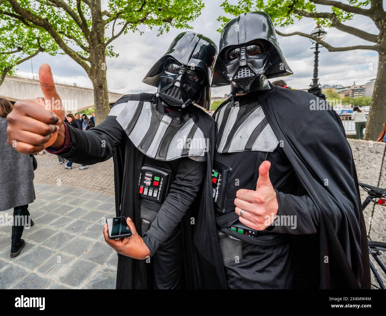 London, UK. 4th May, 2024. Star wars (including Darth Vader) and Superheroes, IBikeLondon family ...