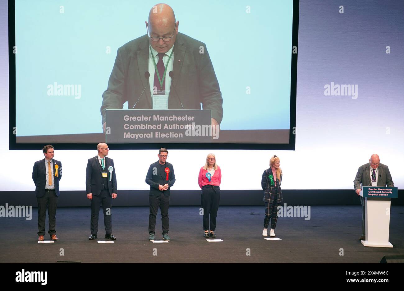 Andy Burnham (centre) is re-elected as Greater Manchester Mayor after ...