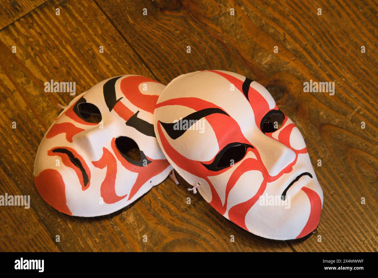 Japan, Shikoku, Uchiko, Uchiko-za theatre, kabuki, masks Stock Photo ...