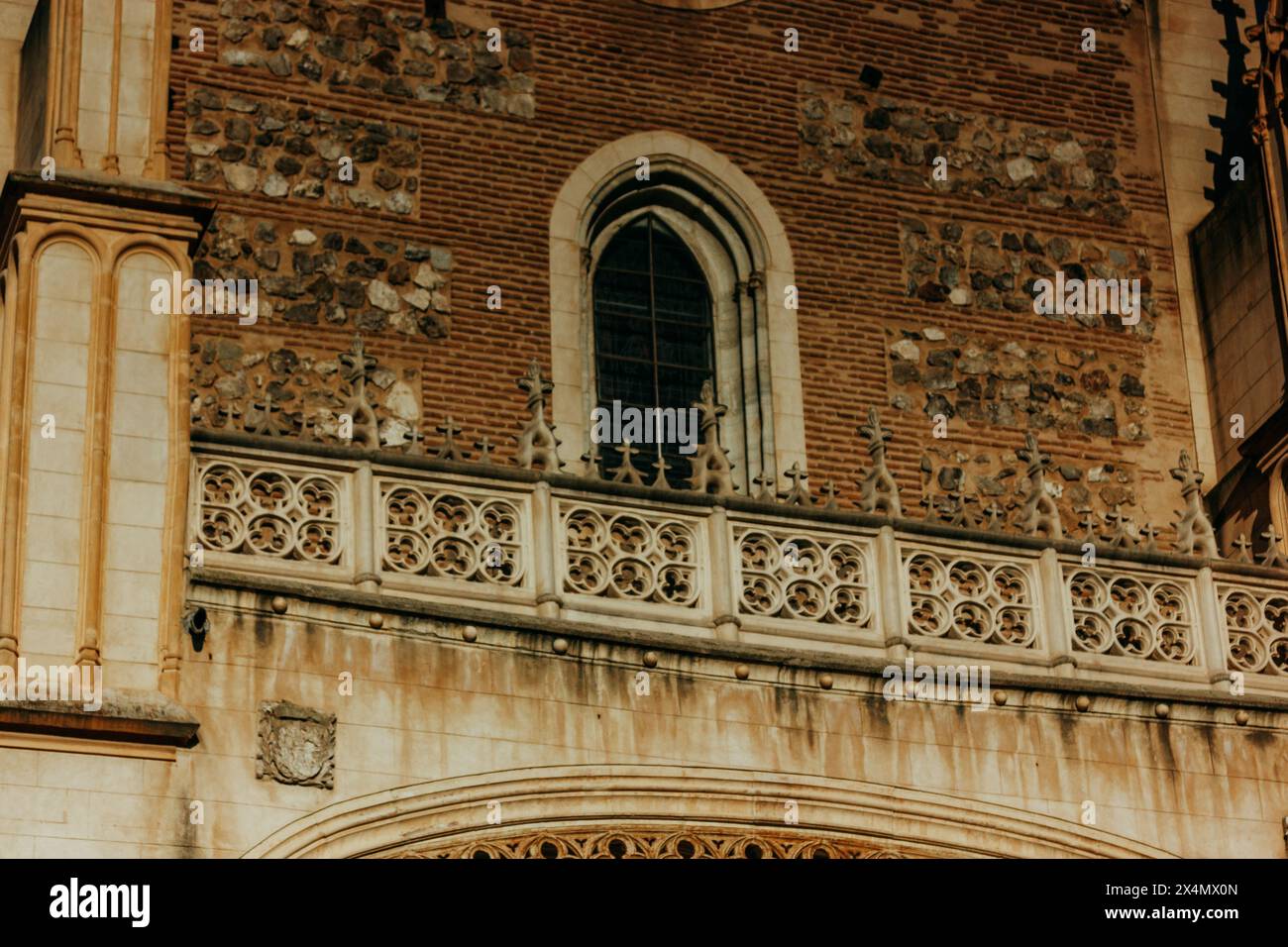 Madrid, Spain. May 1, 2024 The stone facade of San Jeronimo Roman ...