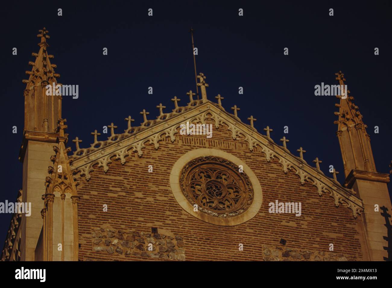 Madrid, Spain. May 1, 2024 The stone facade of San Jeronimo Roman ...