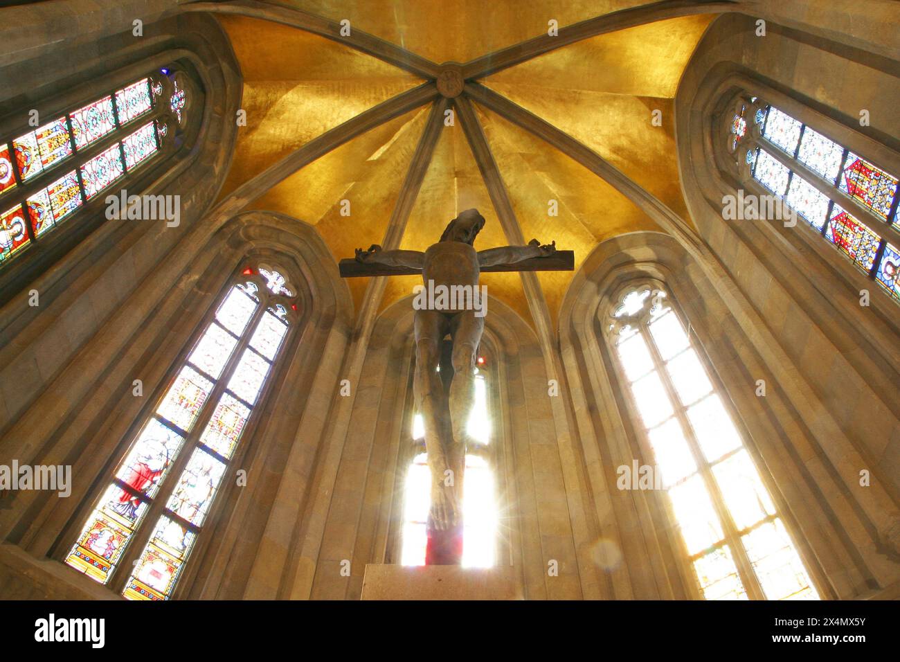 Crucifix on the main altar in the parish church of Saint Mark in Zagreb ...