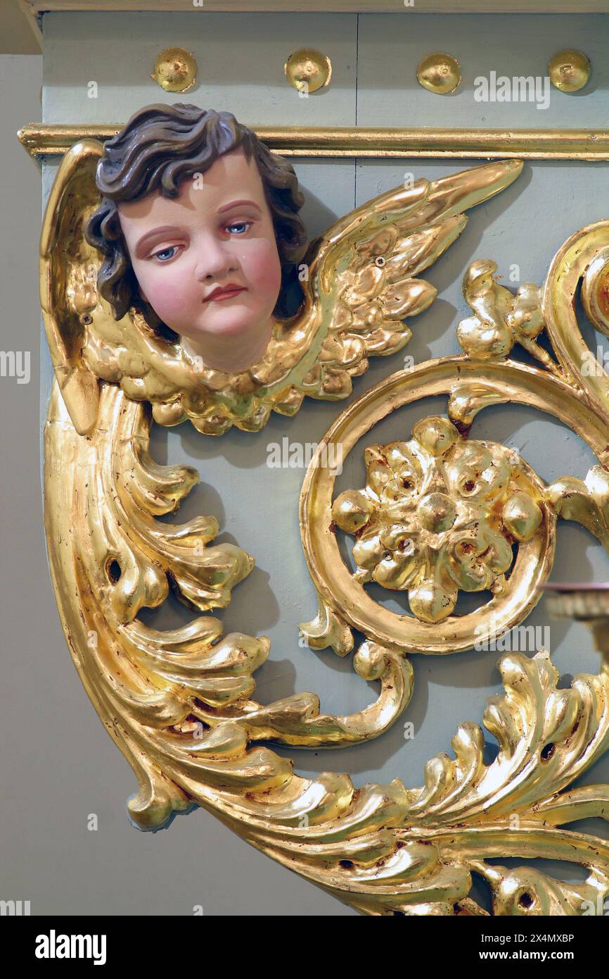 Angel, parish church of Saint Nicholas in Donja Zelina, Croatia Stock ...