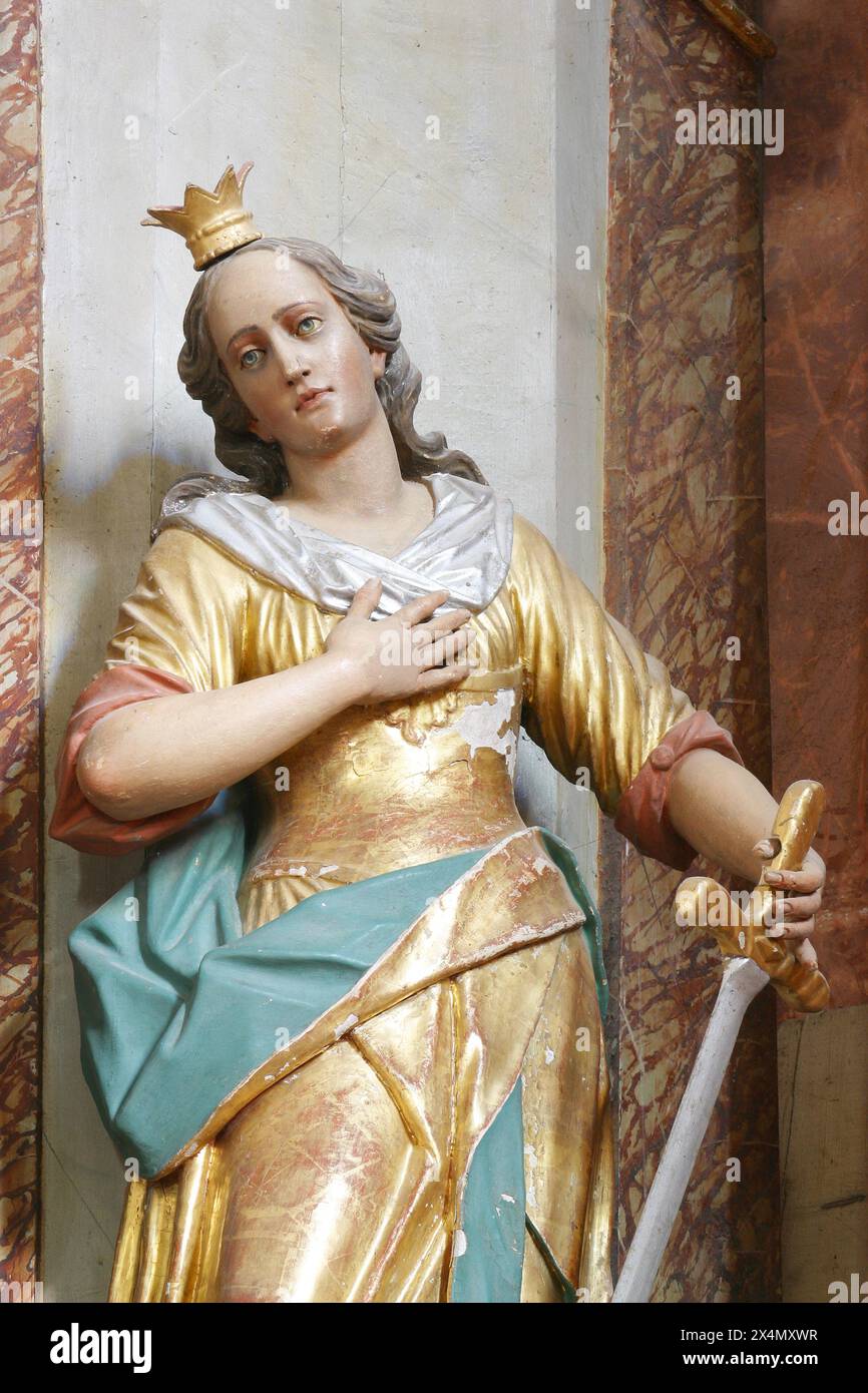 Saint Catherine of Alexandria, statue on the main altar in Saint John ...