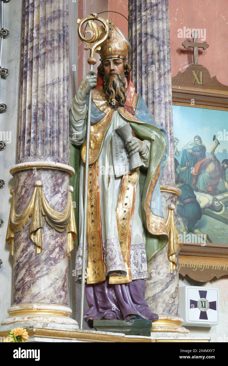 Statue of Saint on the altar of Our Lady of Lourdes in the Parish ...