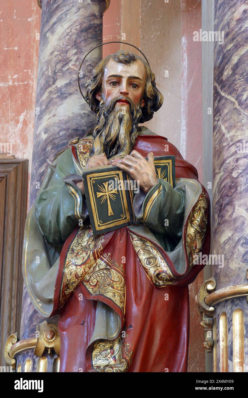 Saint Paul, statue on the altar of the Sacred Heart of Jesus in the ...