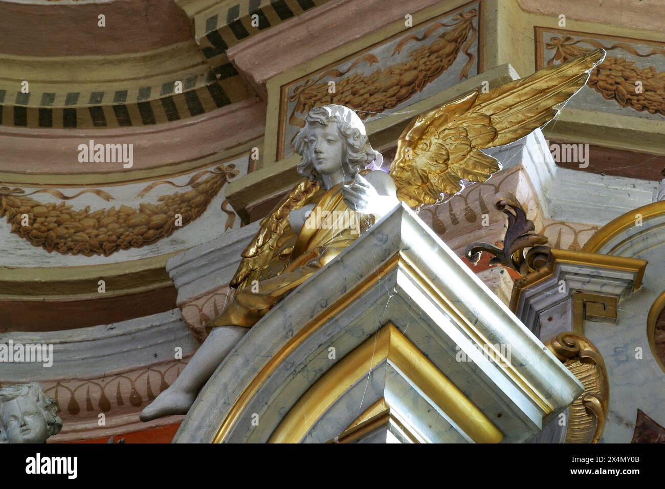 Angel on the altar of Our Lady of Lourdes in the parish church of St ...