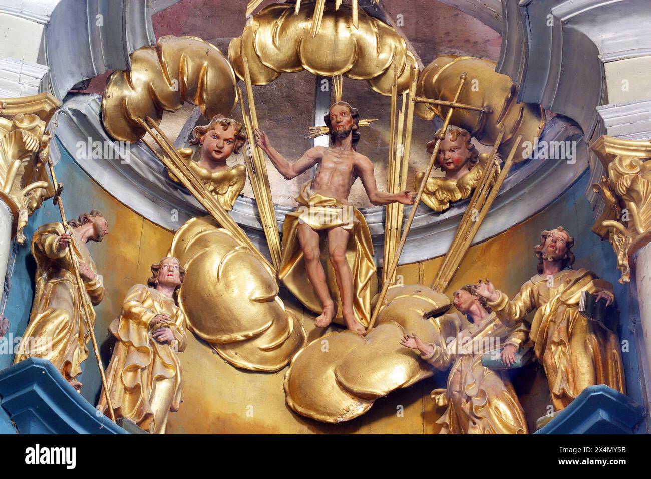 Resurrection of Christ, statue on the altar in the Church of Our Lady ...