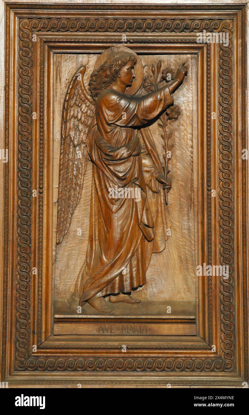 Archangel Gabriel, Annunciation to Mary, door of the Papal Basilica of ...