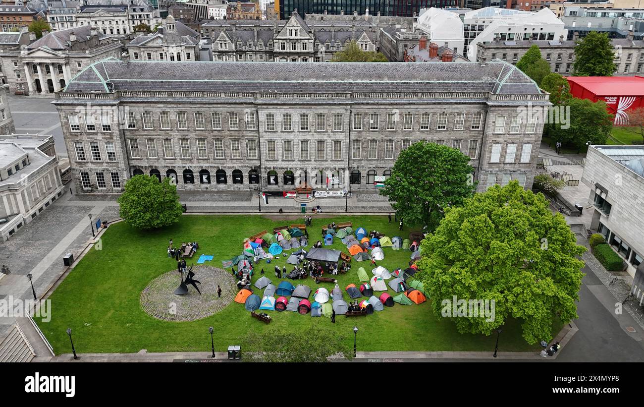 Students taking part in an encampment protest over the Gaza conflict on ...
