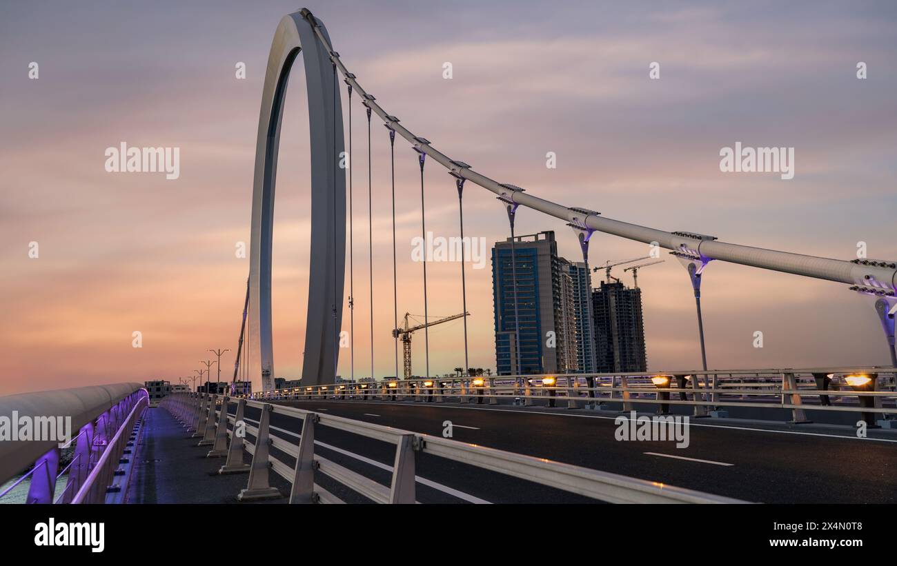 Doha, Qatar- February 20,2024:Suspension Qetaifan Island Bridge in ...