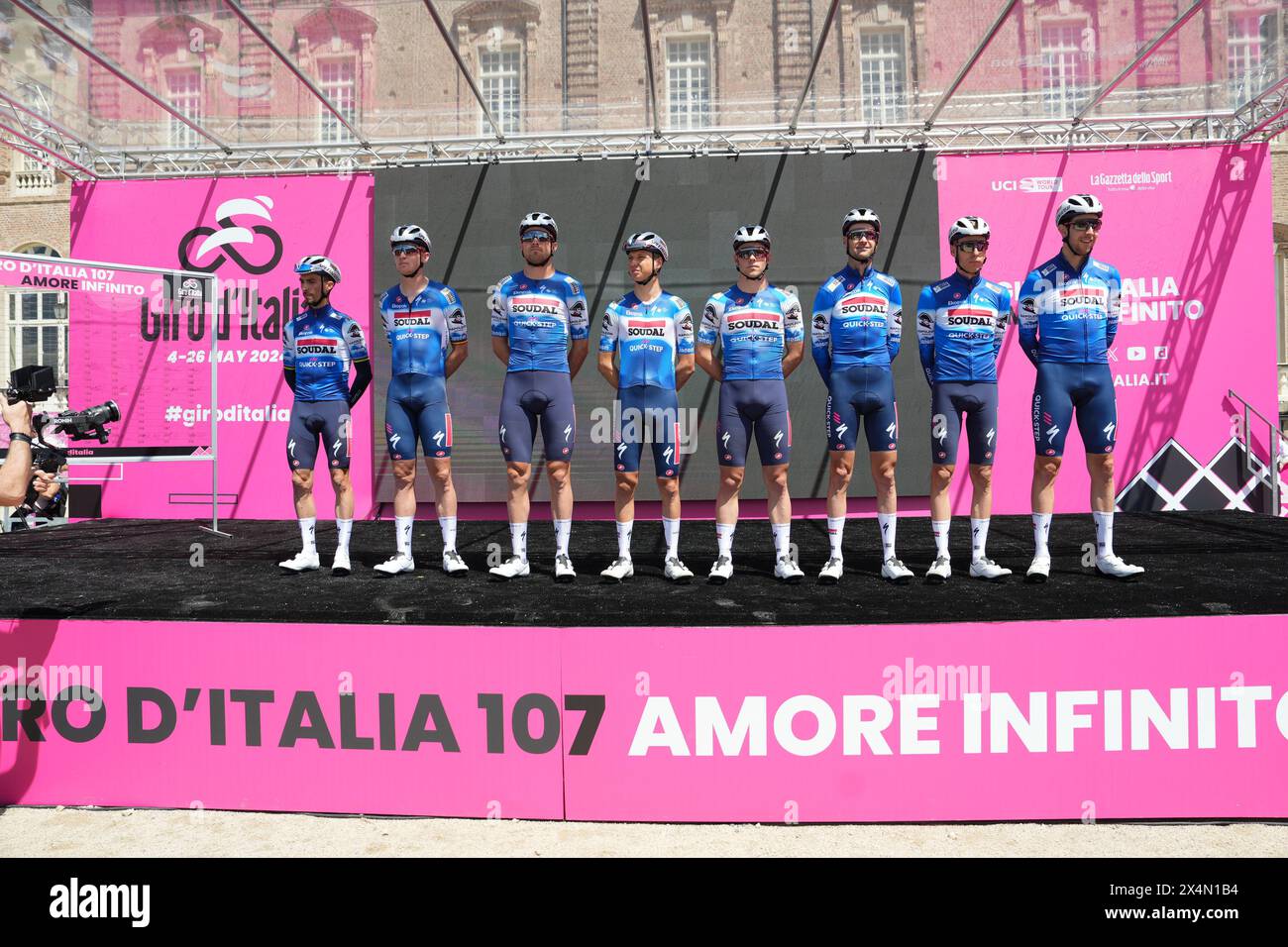 Italia. 04th May, 2024. SOUDAL QUICK-STEP Team during the stage 1 of ...