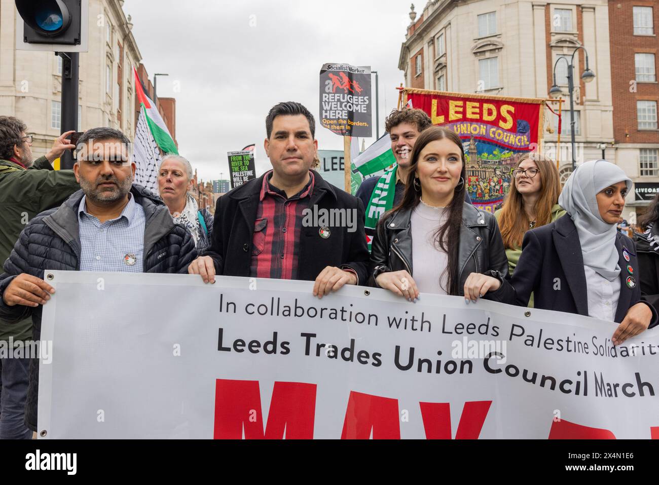 Leeds, UK. 04 MAY, 2024. Richard Burgon, Labour MP for Leeds east leads ...