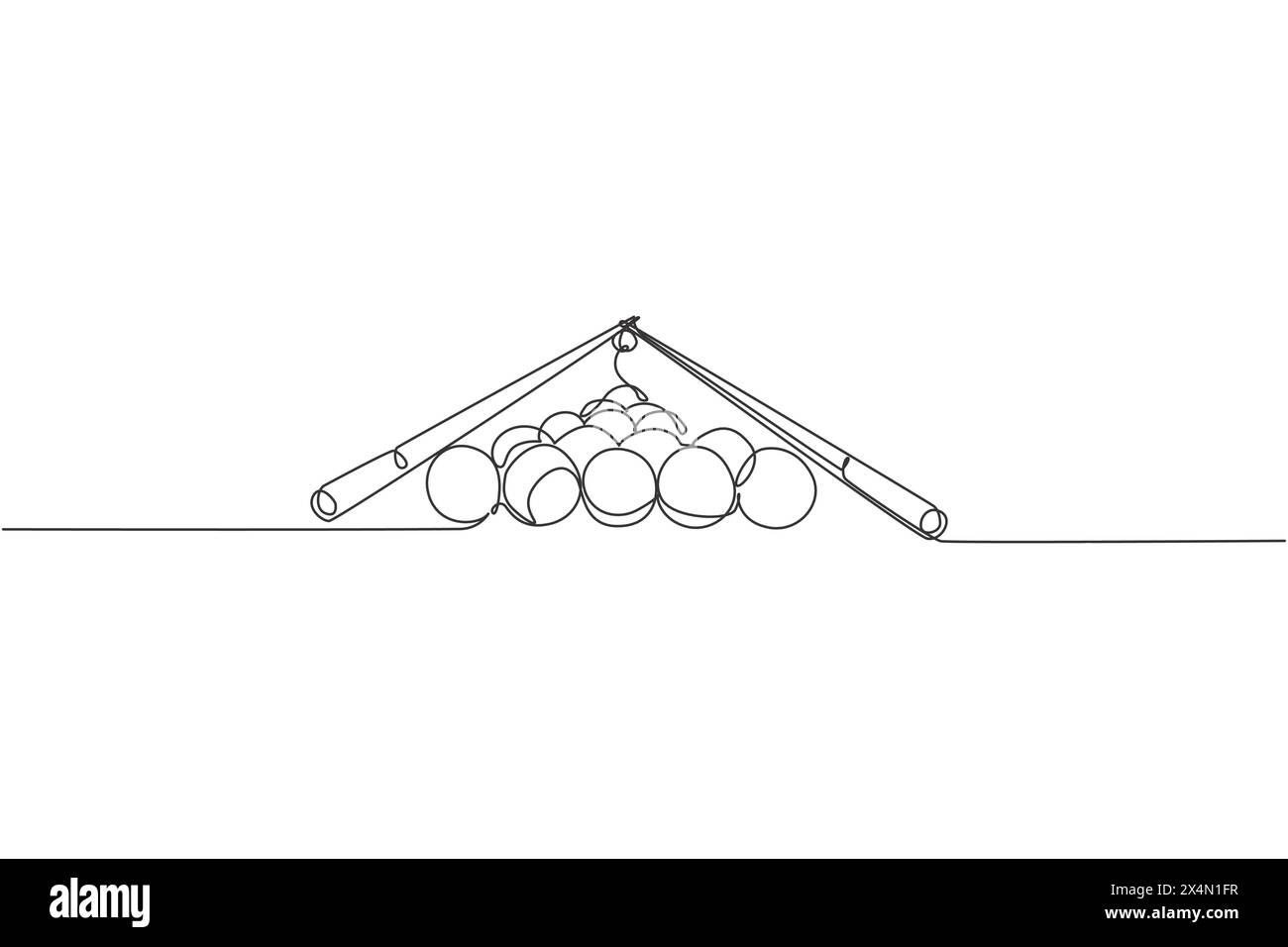 Single continuous line drawing of triangle pyramid balls stack for pool ...
