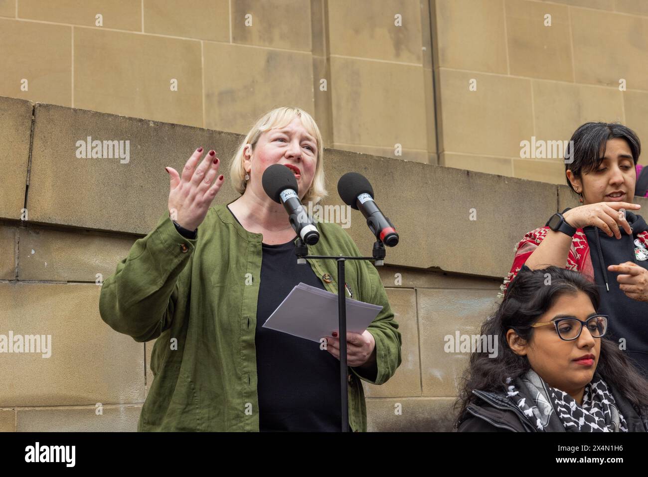 Leeds, UK. 04 MAY, 2024. Jane Aitchison (Leeds TUC) at the May Day ...