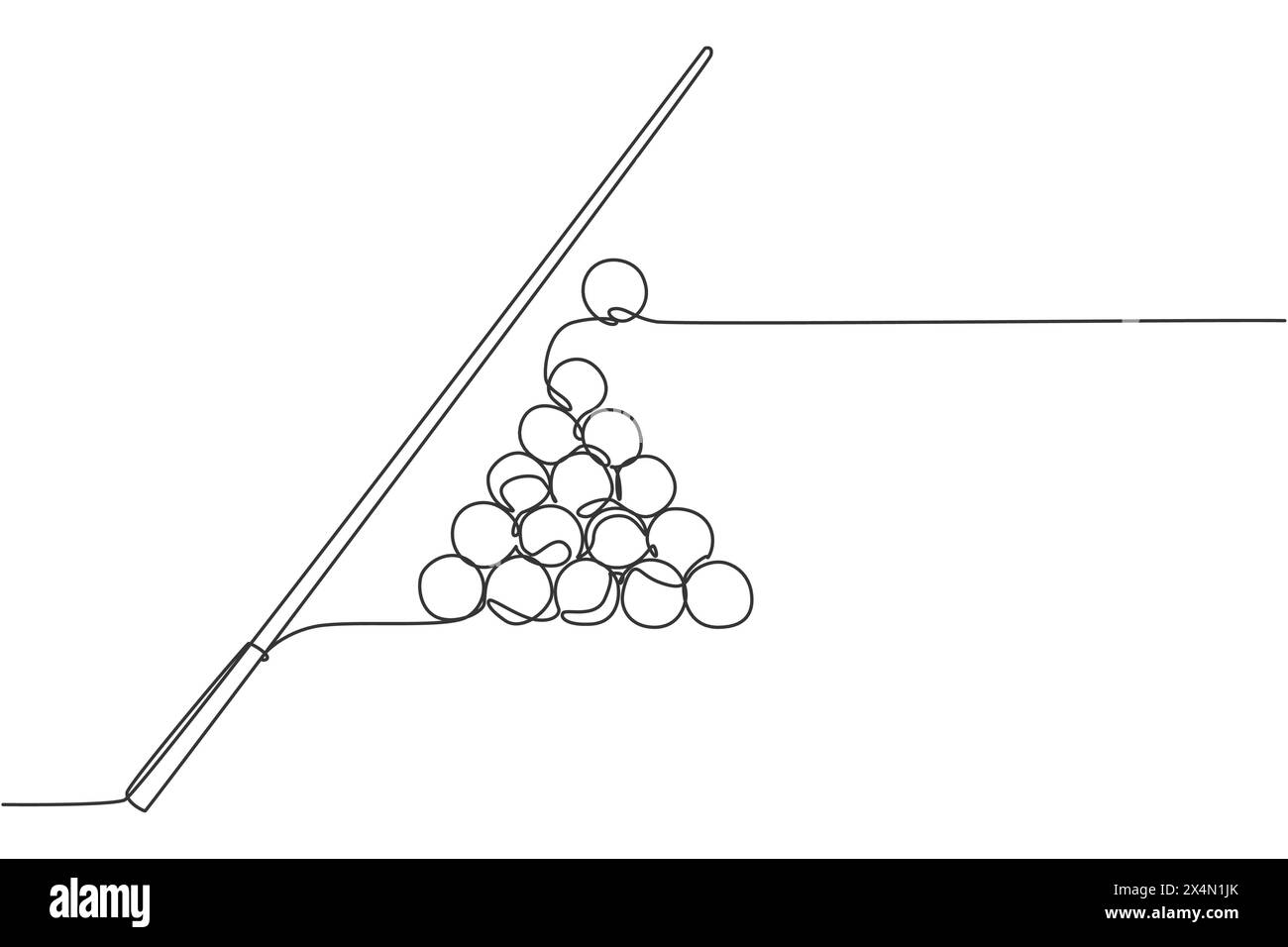 Single continuous line drawing of triangle pyramid balls stack for pool ...