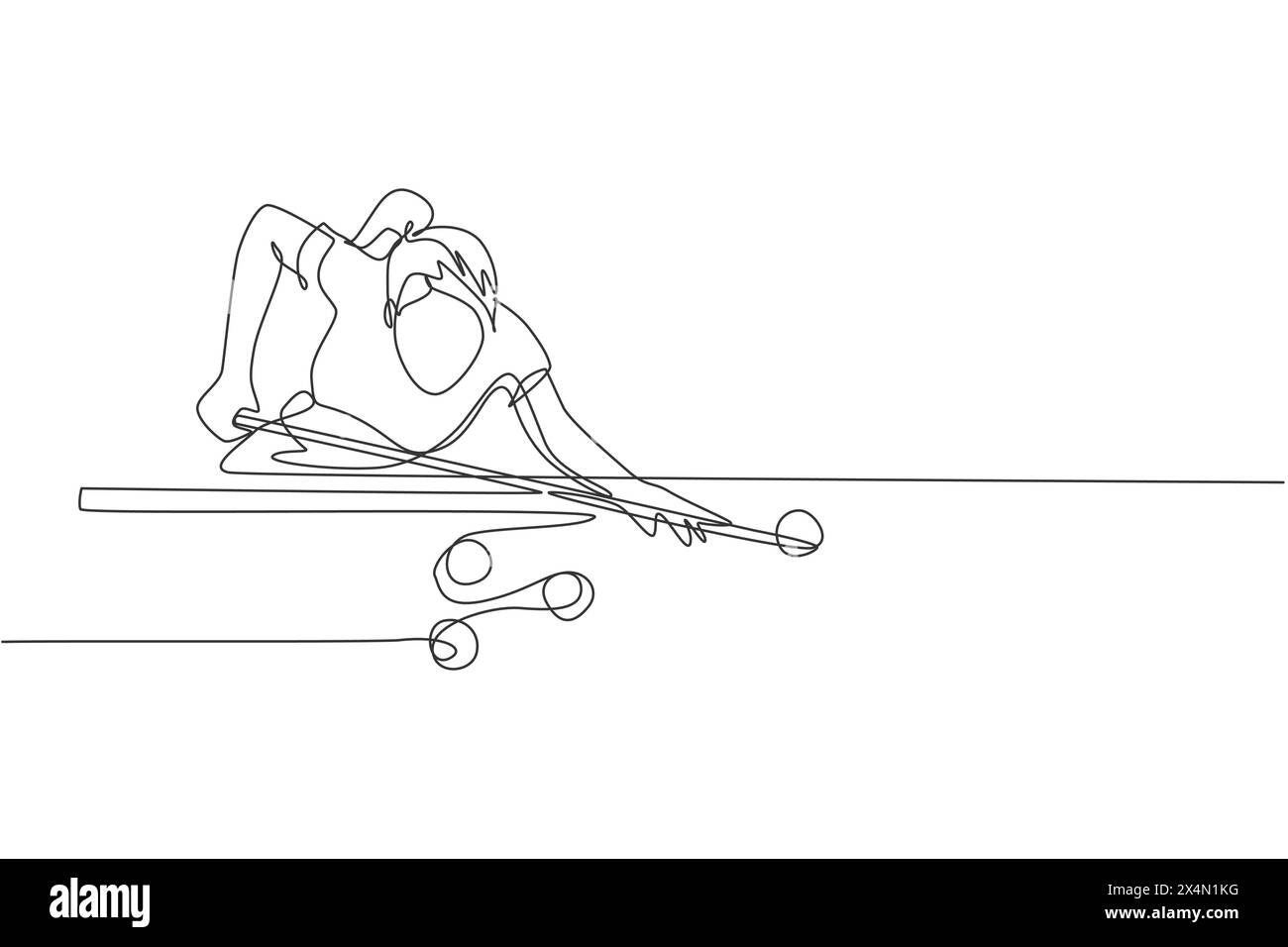 One continuous line drawing of young handsome man focus aiming before ...