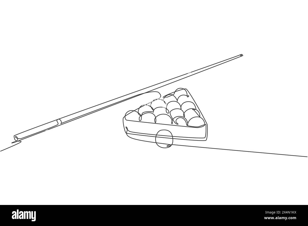 One single line drawing of triangle pyramid balls stack for pool ...