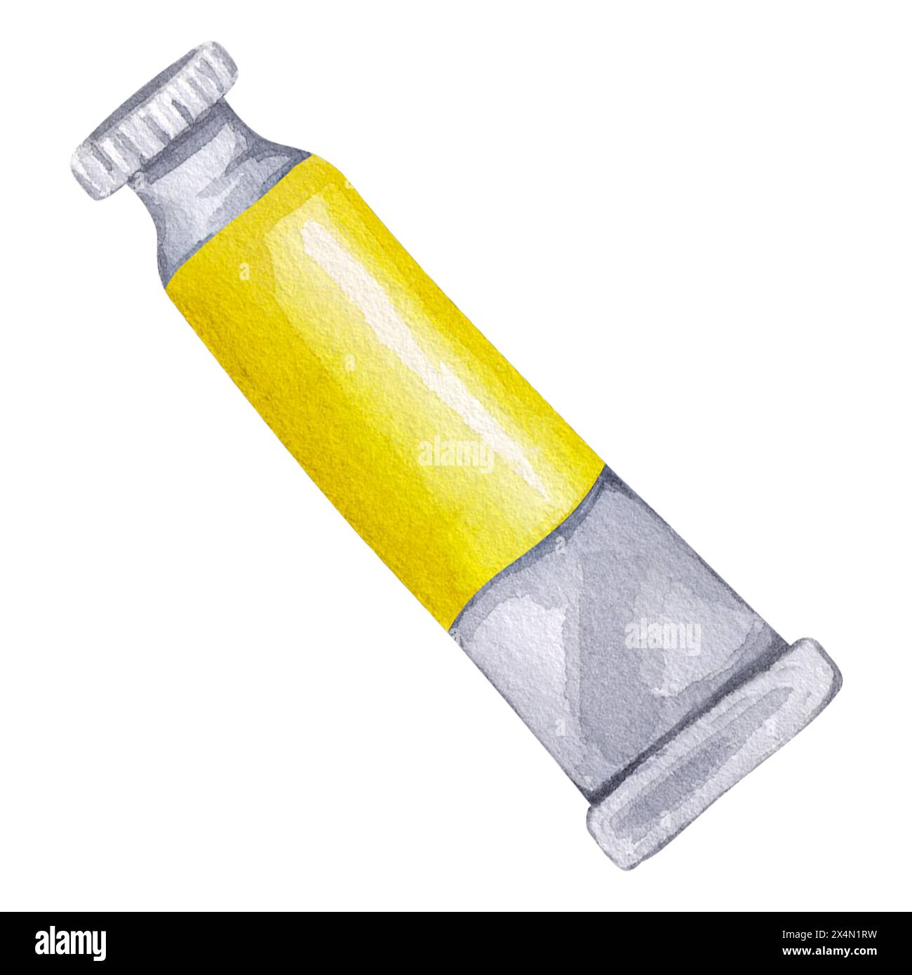 Paint tube yellow watercolor oil acrylic tempera gouache. Packaging art ...