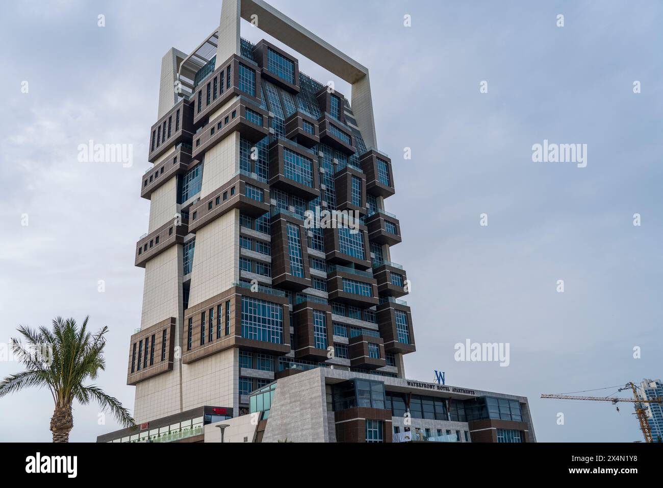 Doha, Qatar- February 20,2024: waterfront hotel Qetaifan Island in ...