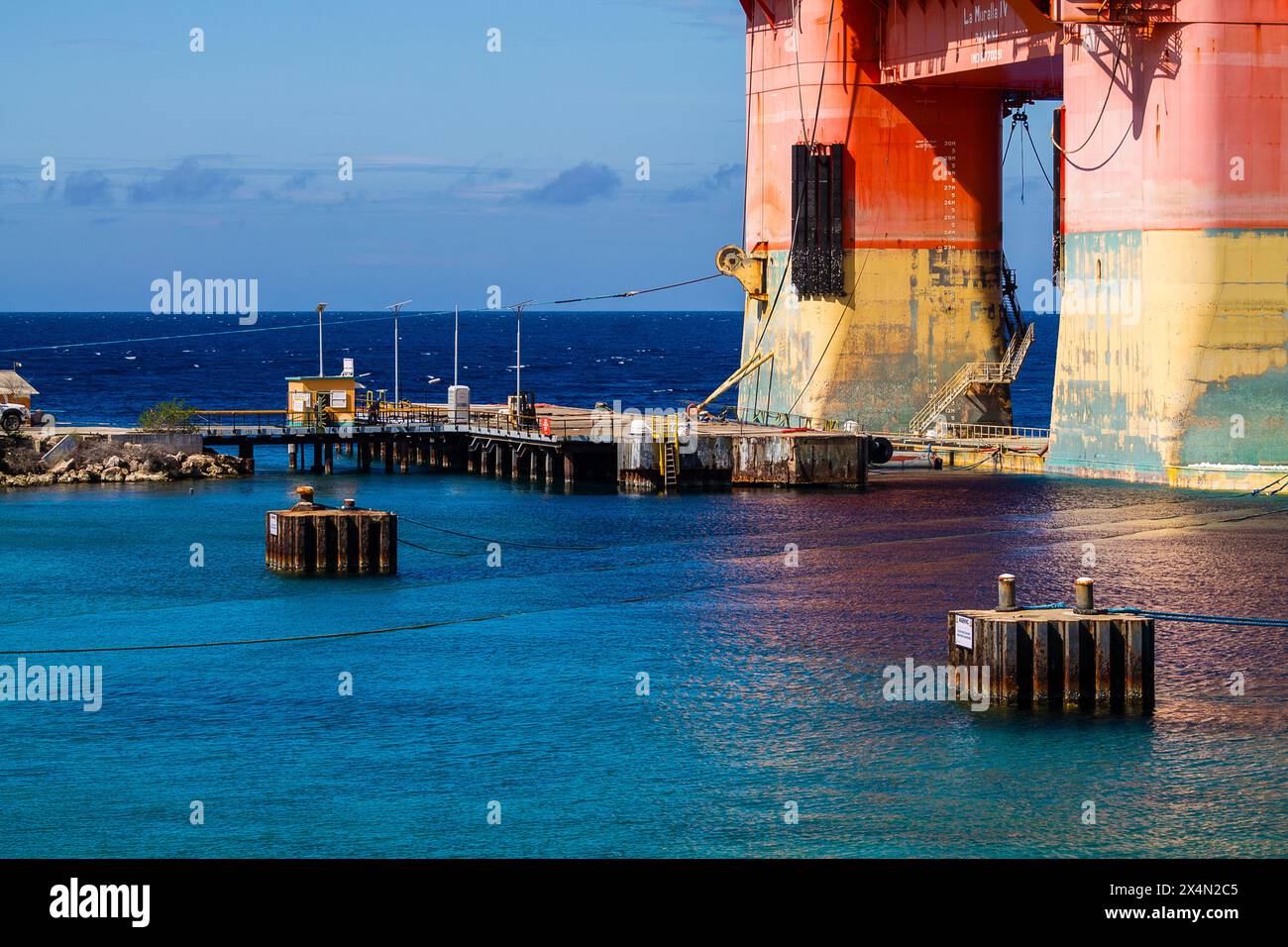 Oil and gas platform in the middle of the sea with blue sky Stock Photo ...
